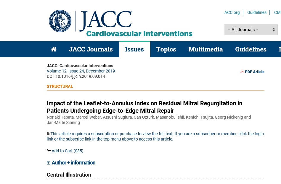 田畑範明特任助教の論文がJACC Cardiovasc Interv誌に掲載されました | 熊本大学病院 循環器内科